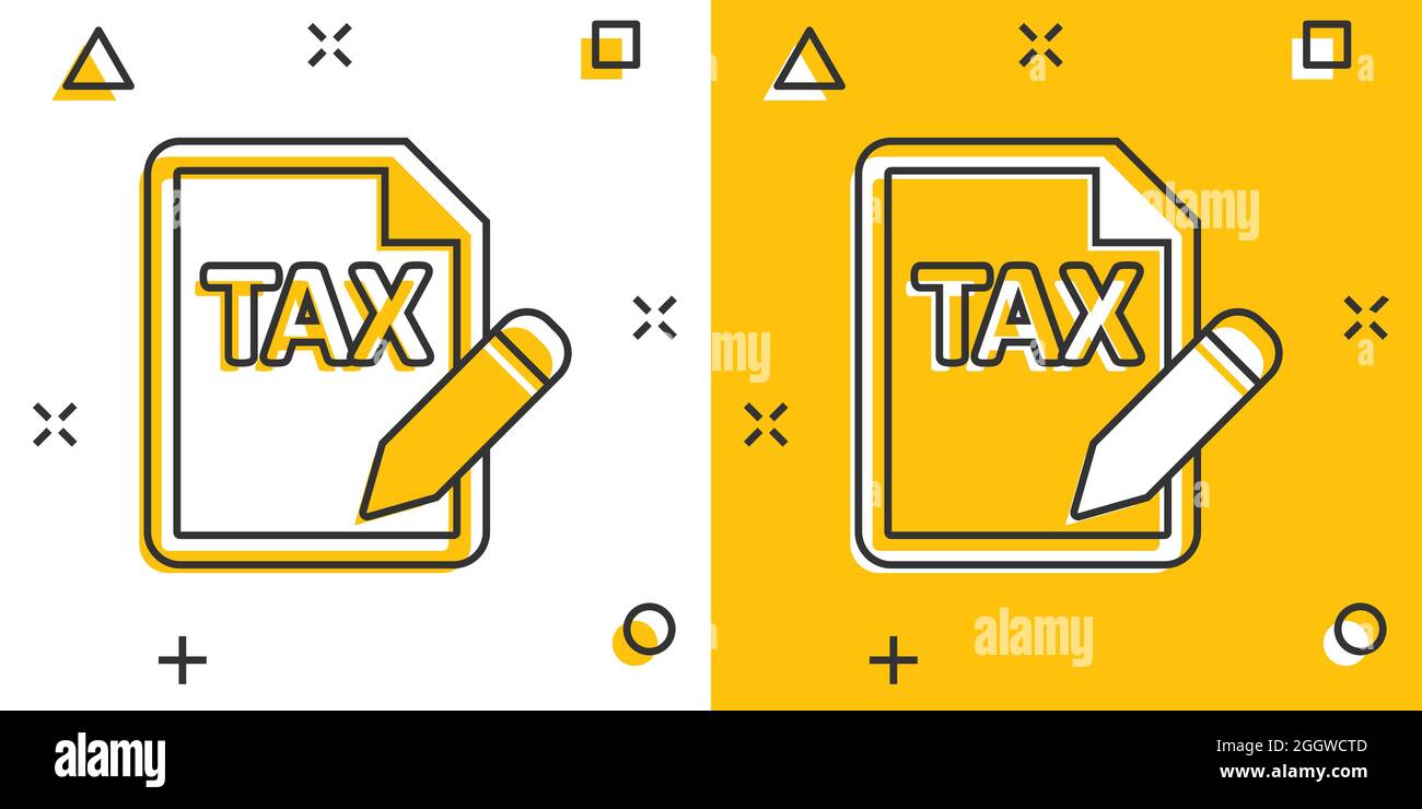 Tax payment icon in comic style. Budget invoice cartoon vector ...