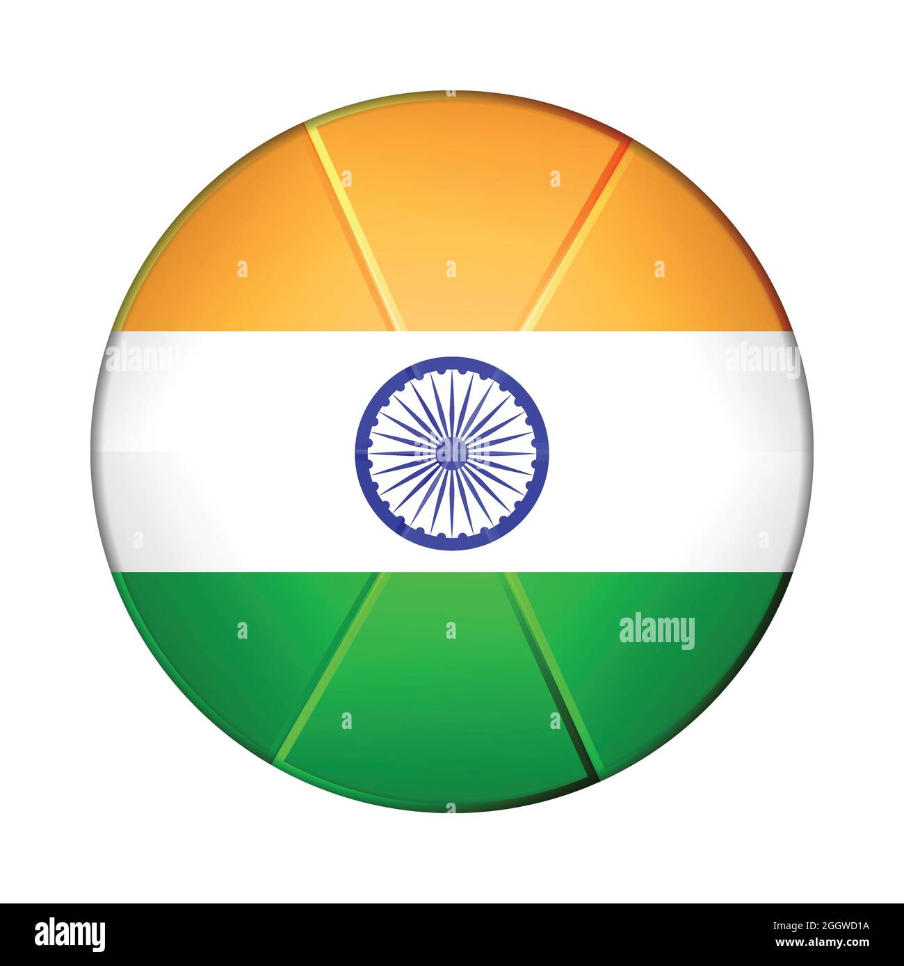 Glass light ball with flag of India. Round sphere, template icon ...