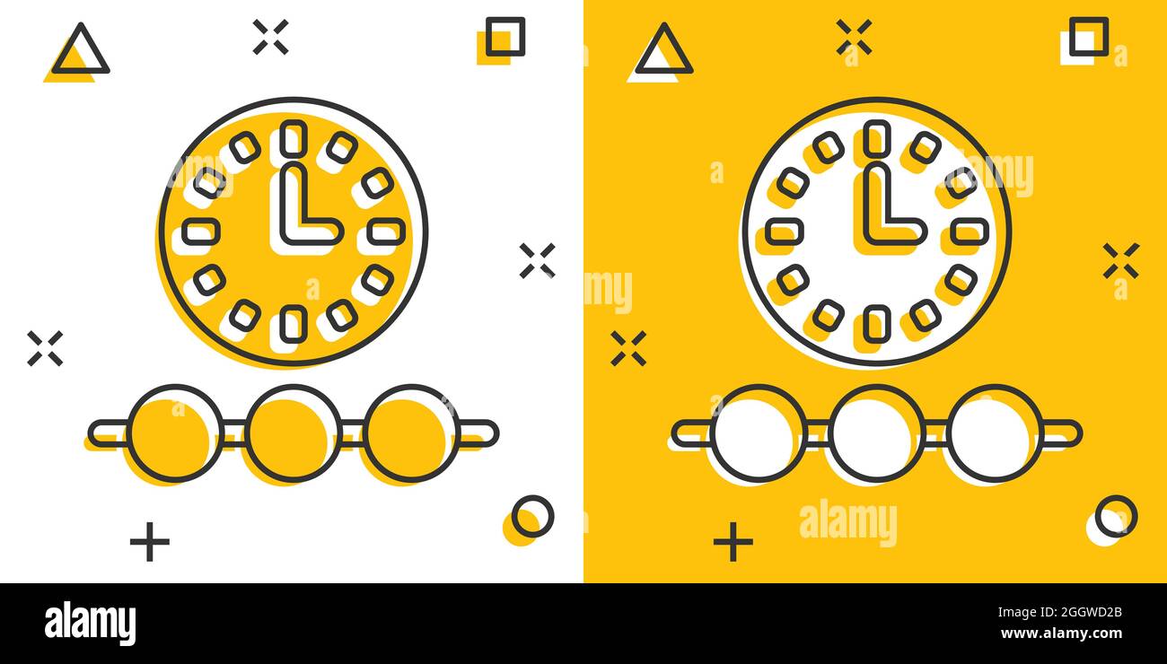 Timeline icon in comic style. Progress cartoon vector illustration on ...