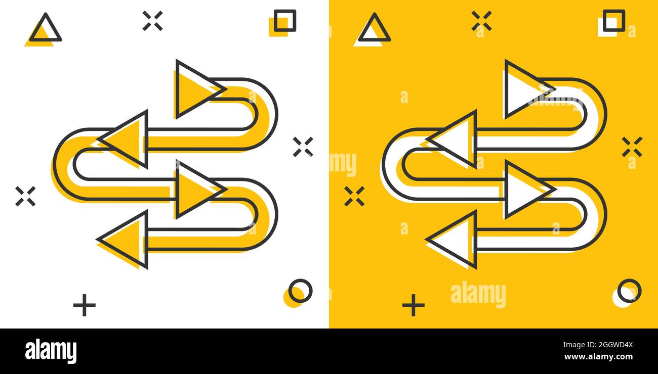 Arrow growth icon in comic style. Evolution cartoon vector illustration ...