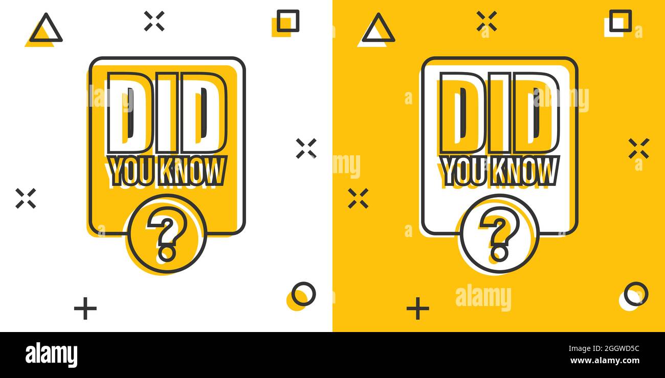 Did You Know icon in comic style. Question mark cartoon vector ...