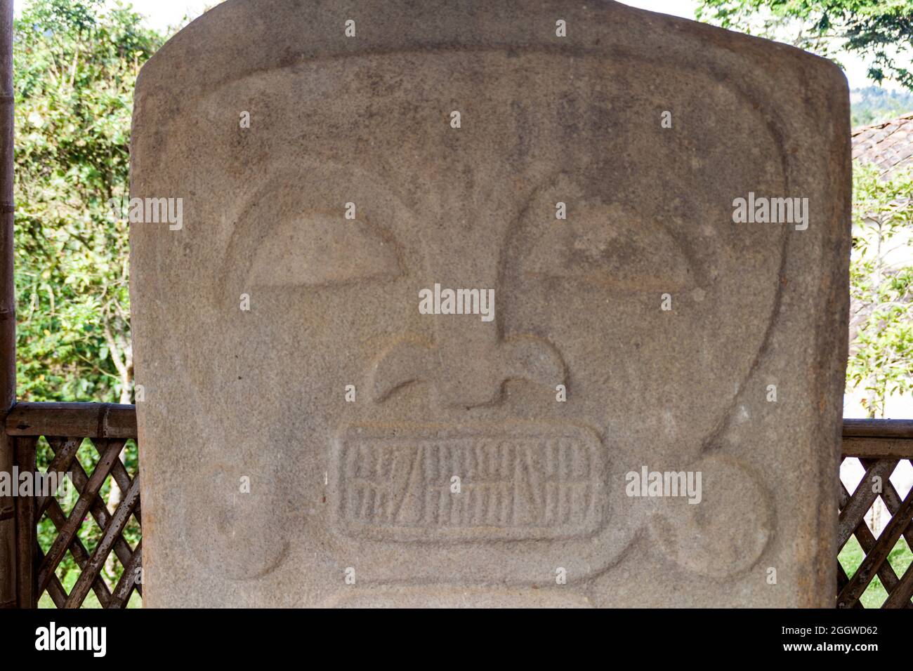 Statue located at El Tablon site near San Agustin, Colombia Stock Photo ...
