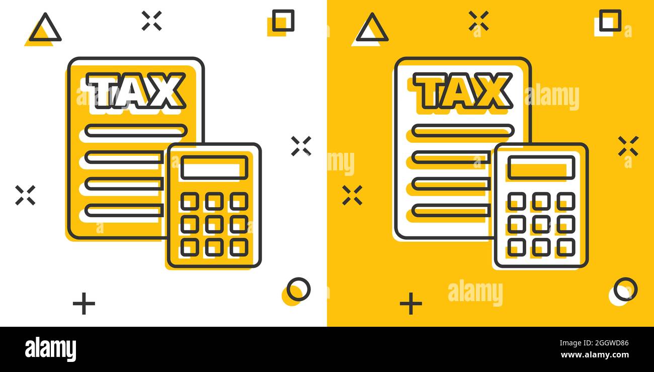 Tax payment icon in comic style. Budget invoice cartoon vector ...