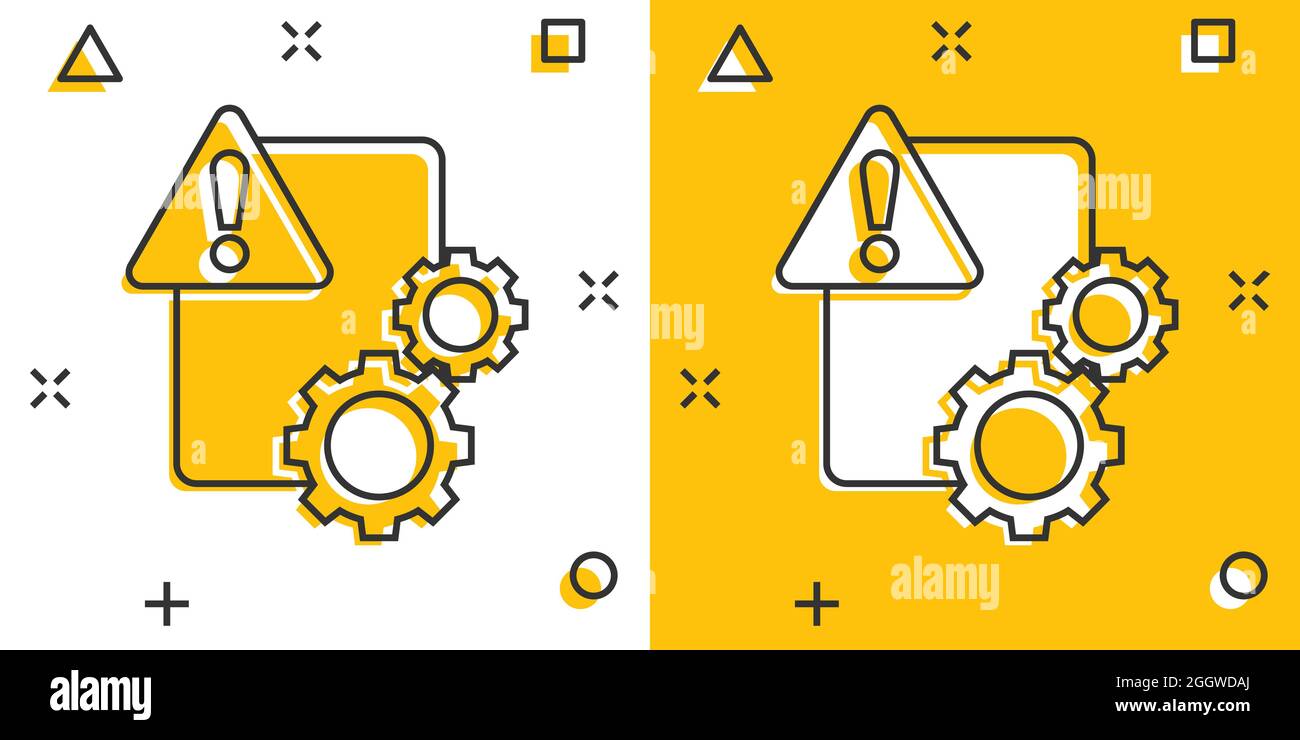 Document error icon in comic style. Broken report cartoon vector ...