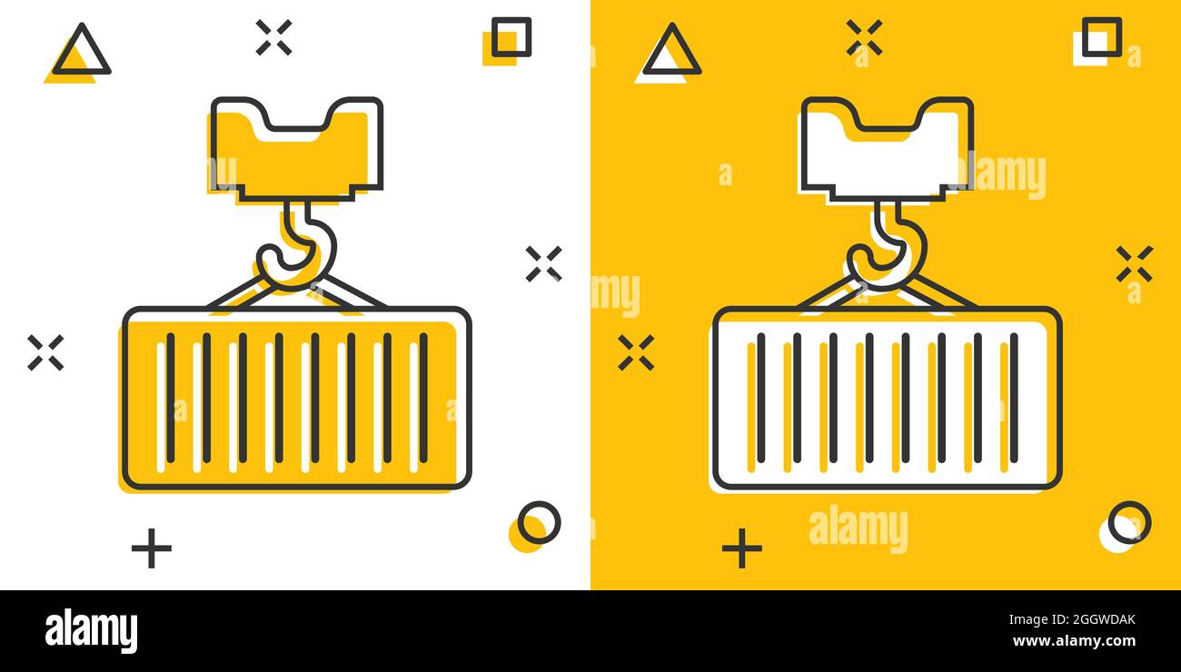 Container icon in comic style. Delivery cargo cartoon vector ...