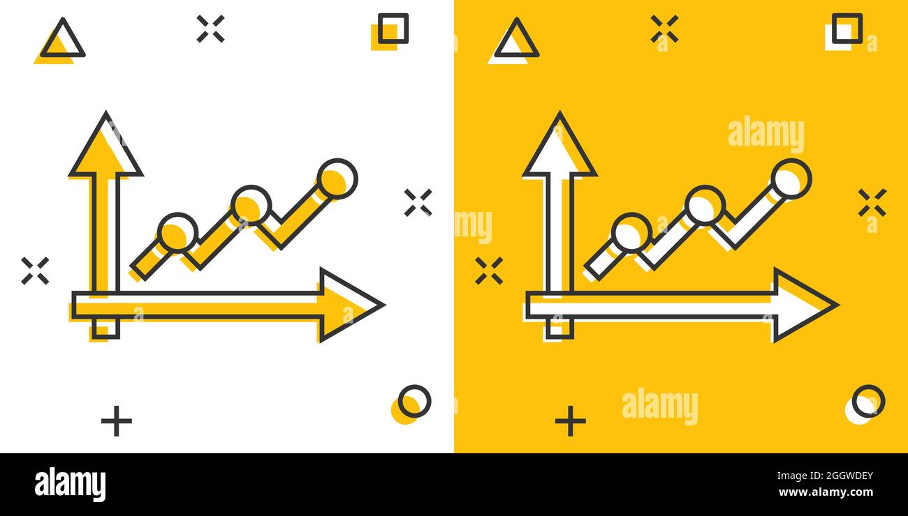 Market trend icon in comic style. Financial growth cartoon vector ...
