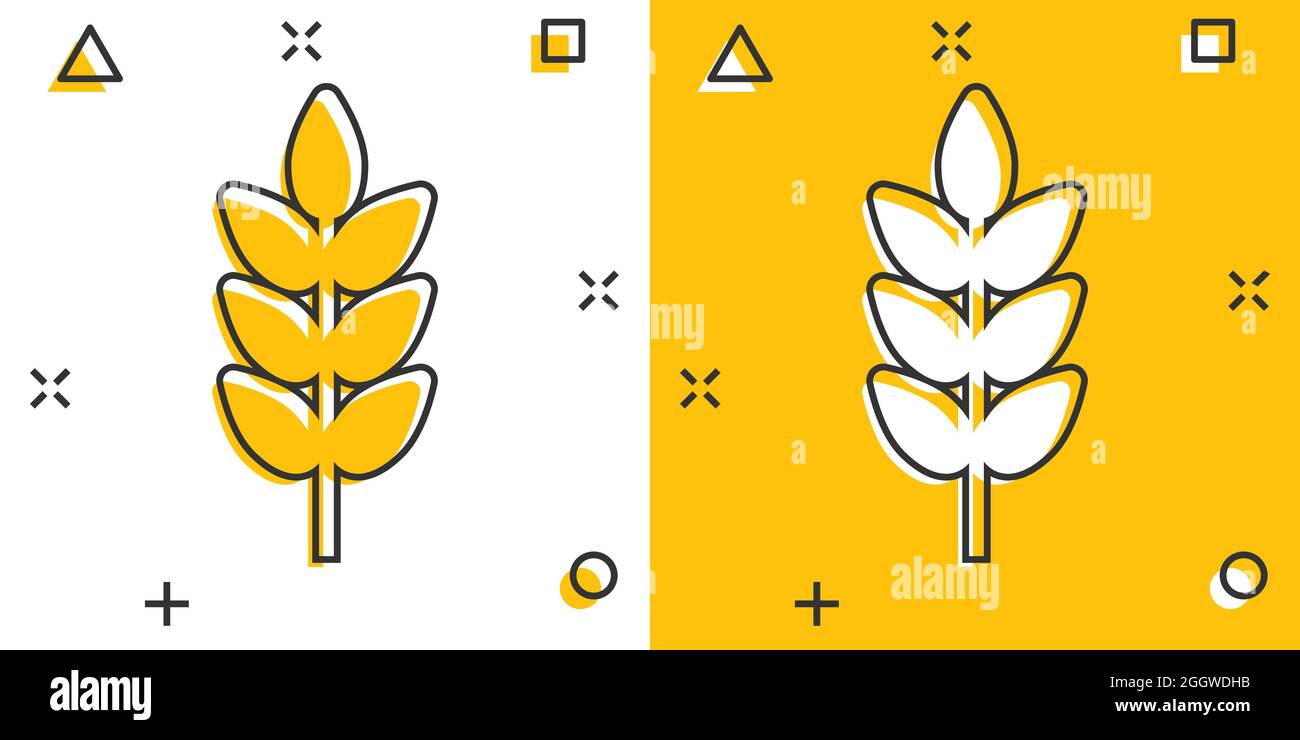 Wheat icon in comic style. Barley cartoon vector illustration on white ...
