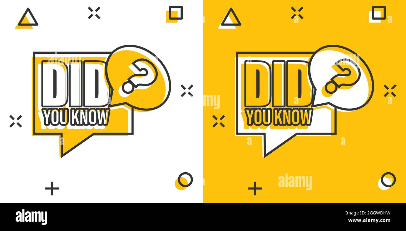 Did You Know icon in comic style. Question mark cartoon vector ...