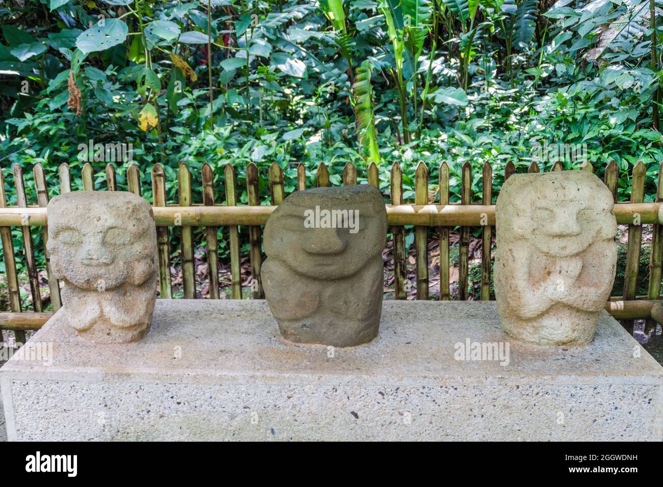 Ancient statues in archeological park in San Agustin, Colombia Stock ...