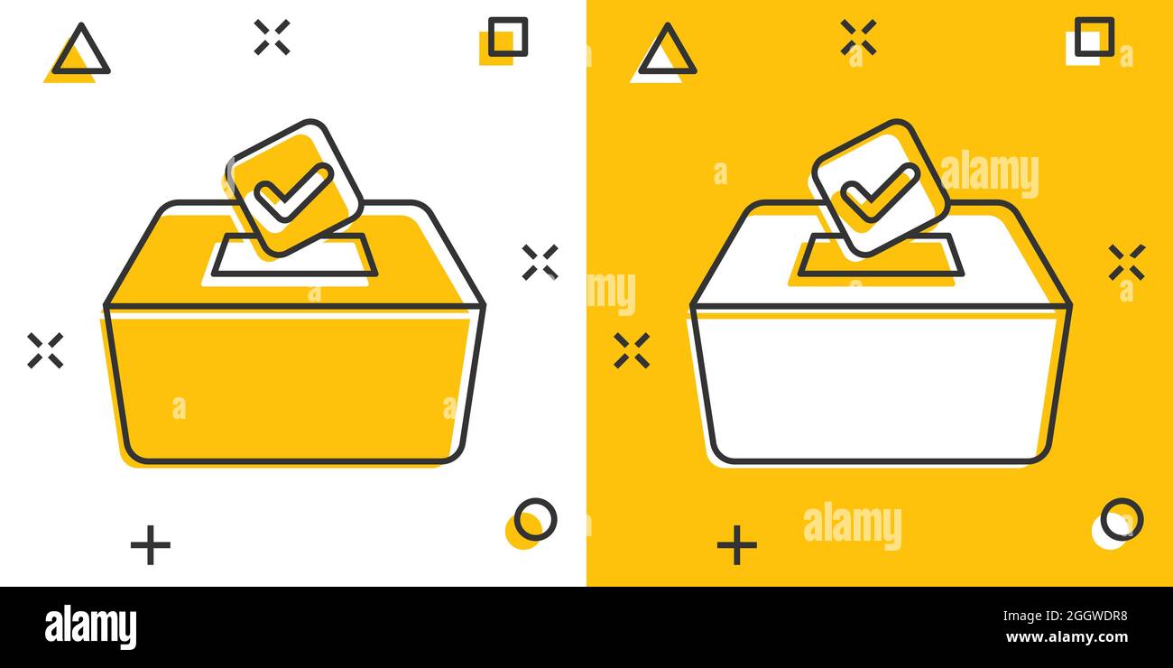 Vote icon in comic style. Ballot box cartoon vector illustration on ...