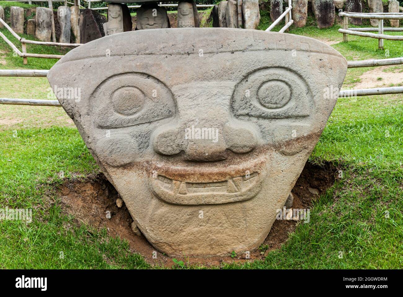Ancient statues in archeological park in San Agustin, Colombia Stock ...