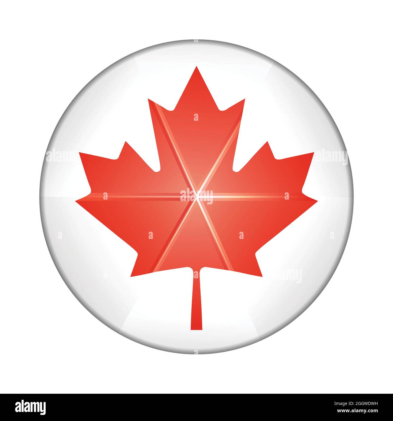 Glass light ball with flag of Canada. Round sphere, template icon ...