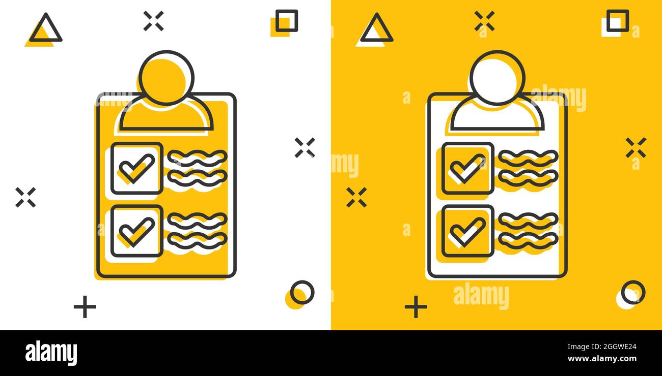 Document icon in comic style. Report cartoon vector illustration on ...
