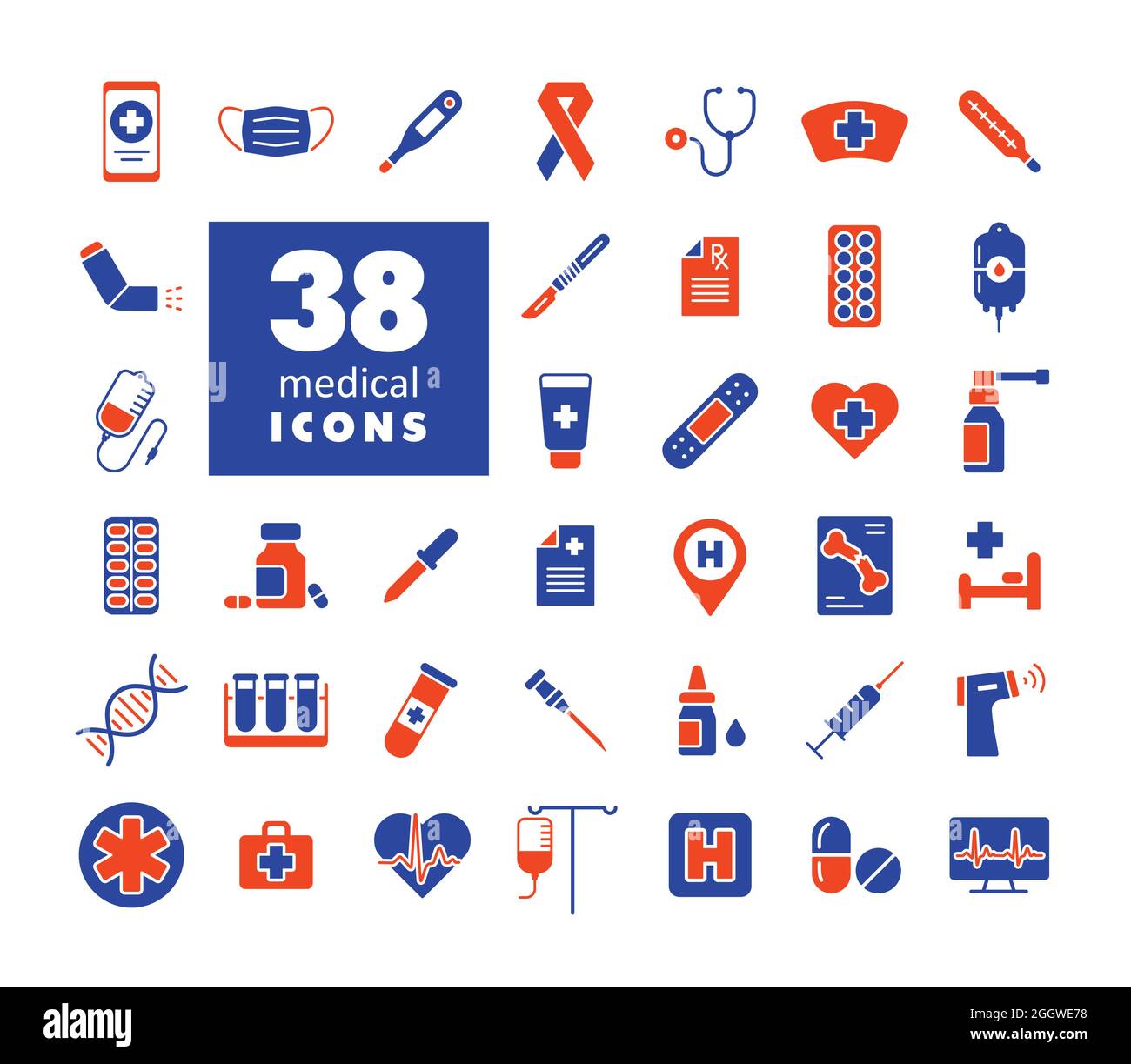 Medical vector glyph icons set. Medicine and healthcare, medical ...