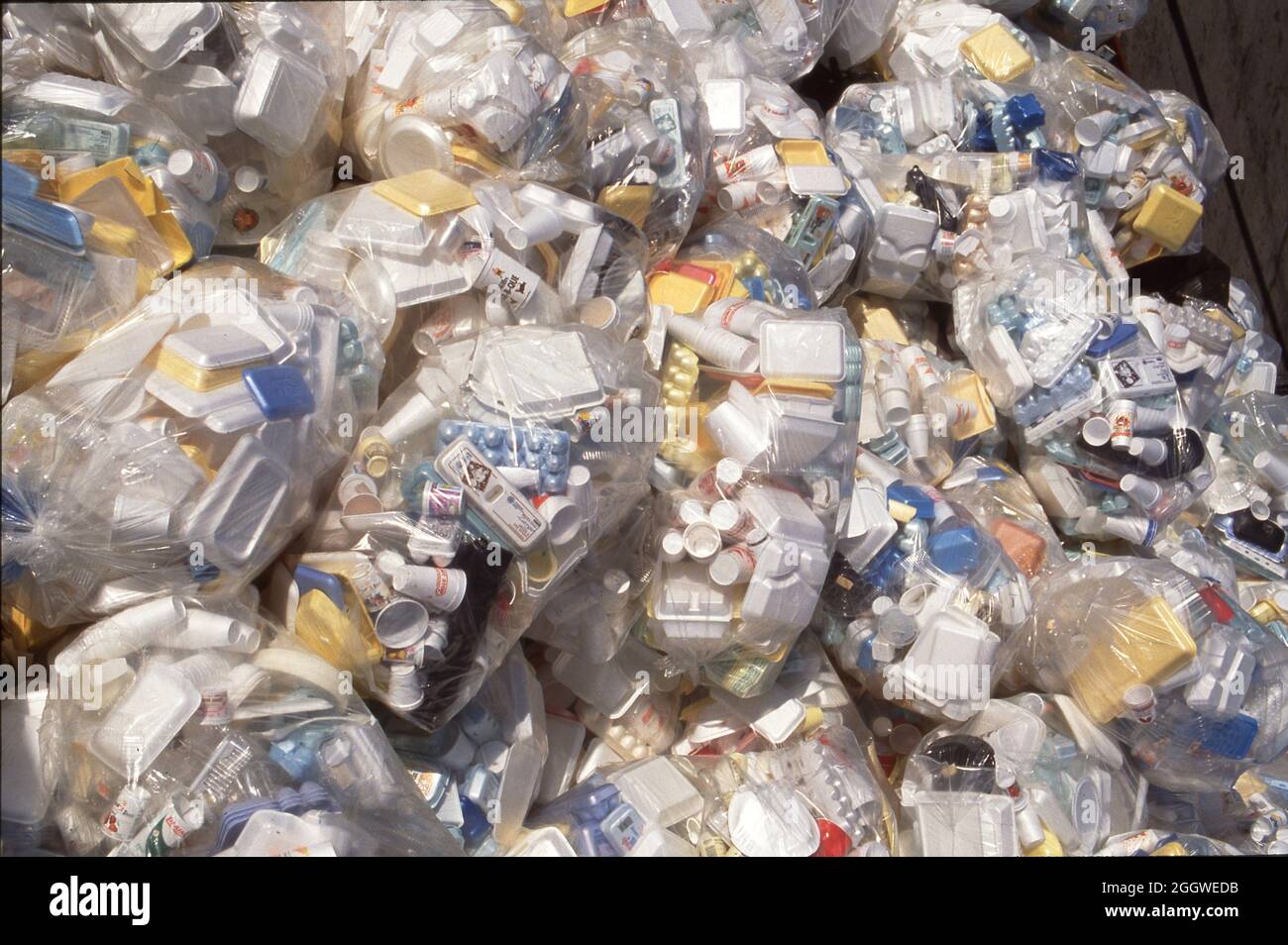Austin Texas USA, circa 1994: Variety of used plastic containers at ...