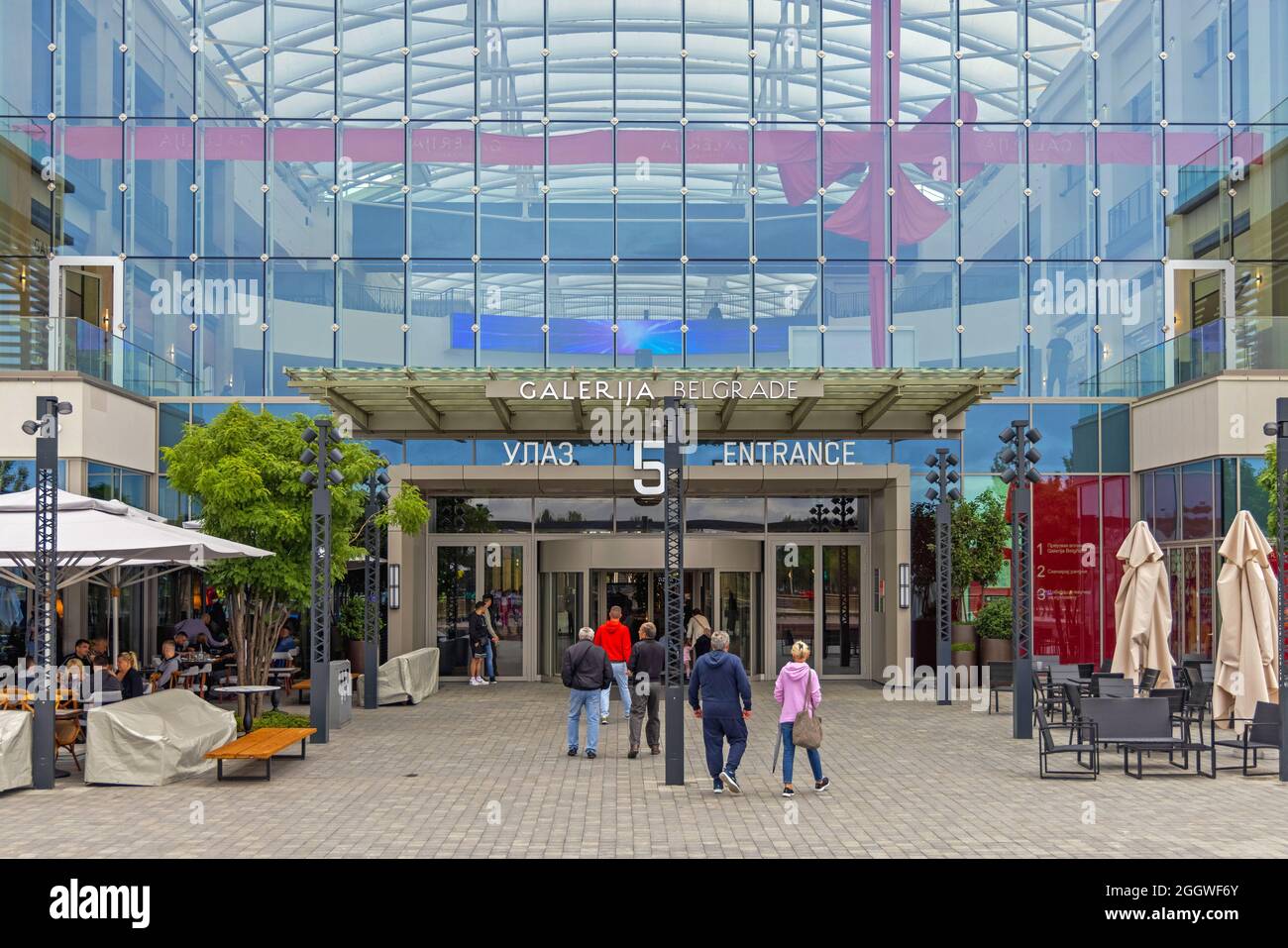 Belgrade, Serbia - August 28, 2021: Entrance to New Gallery Shopping ...