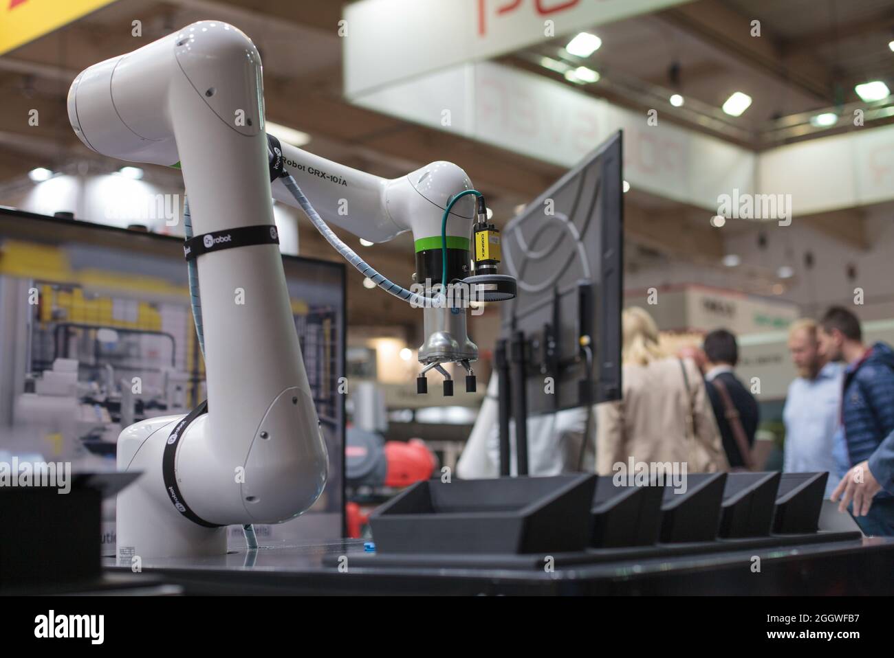 Poznan, Poland 06 Aug 2021: Fanuc robot CRX-10iA collaborative robots ... Poznan, Poland 06 Aug 2021: Fanuc robot CRX-10iA collaborative robots ...