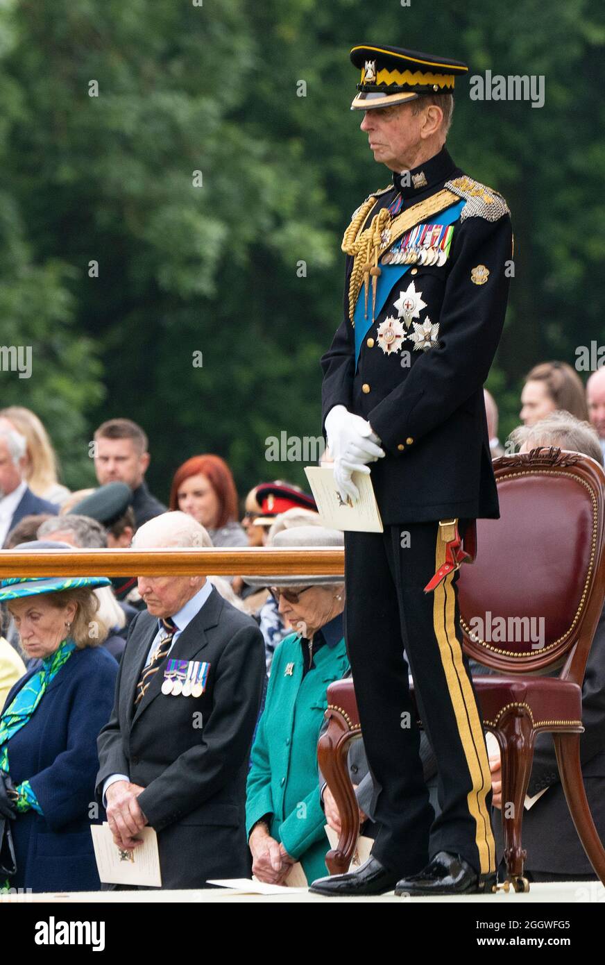 The Duke of Kent during a service in the garden of the Palace of ...