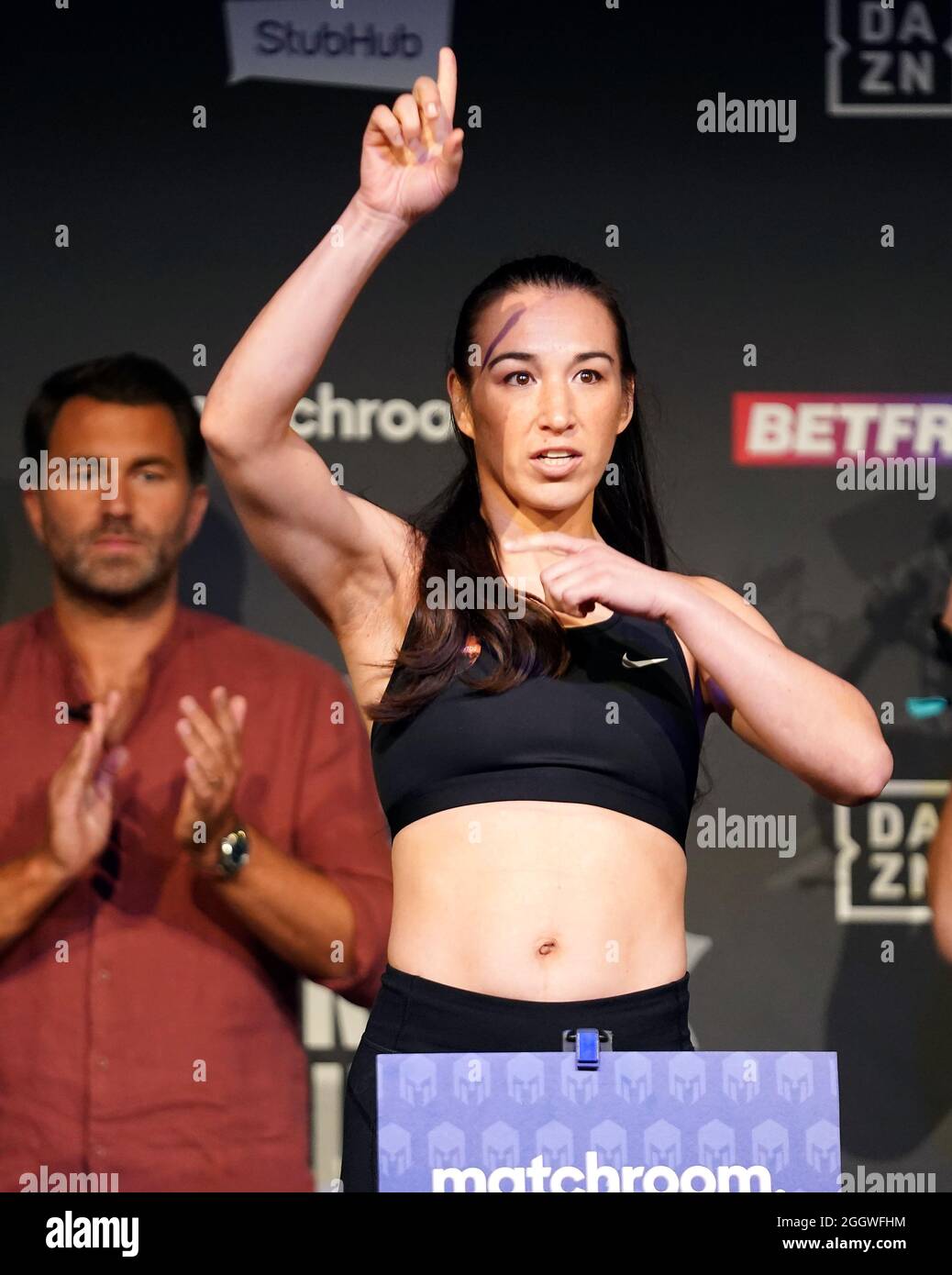 Jennifer Han during the weigh-in at the New Dock Hall, Leeds. Picture ...