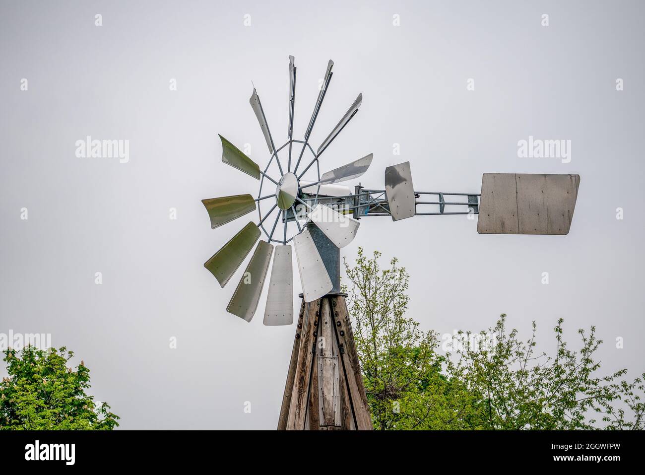 A western wind turbine on gray sky Stock Photo - Alamy