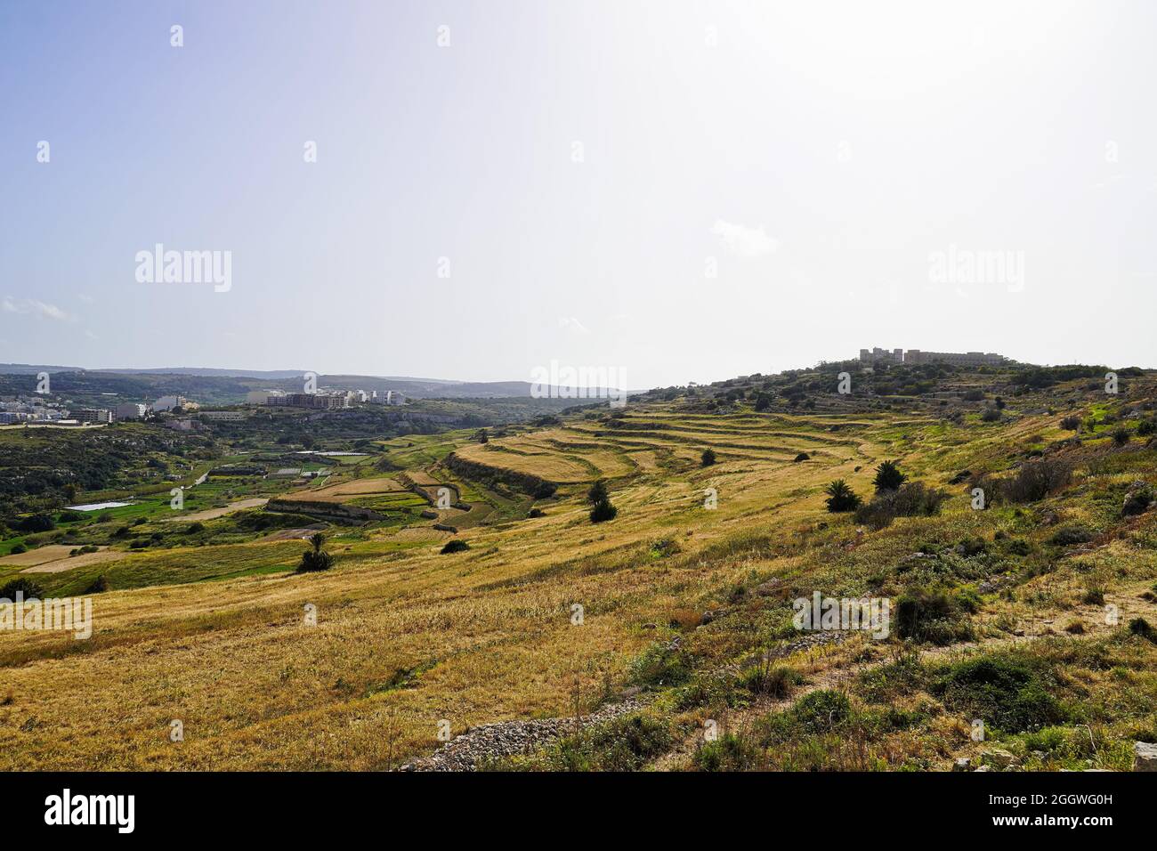 Beautiful view from Fort Campbell of the fields in Malta, Europe Stock ...
