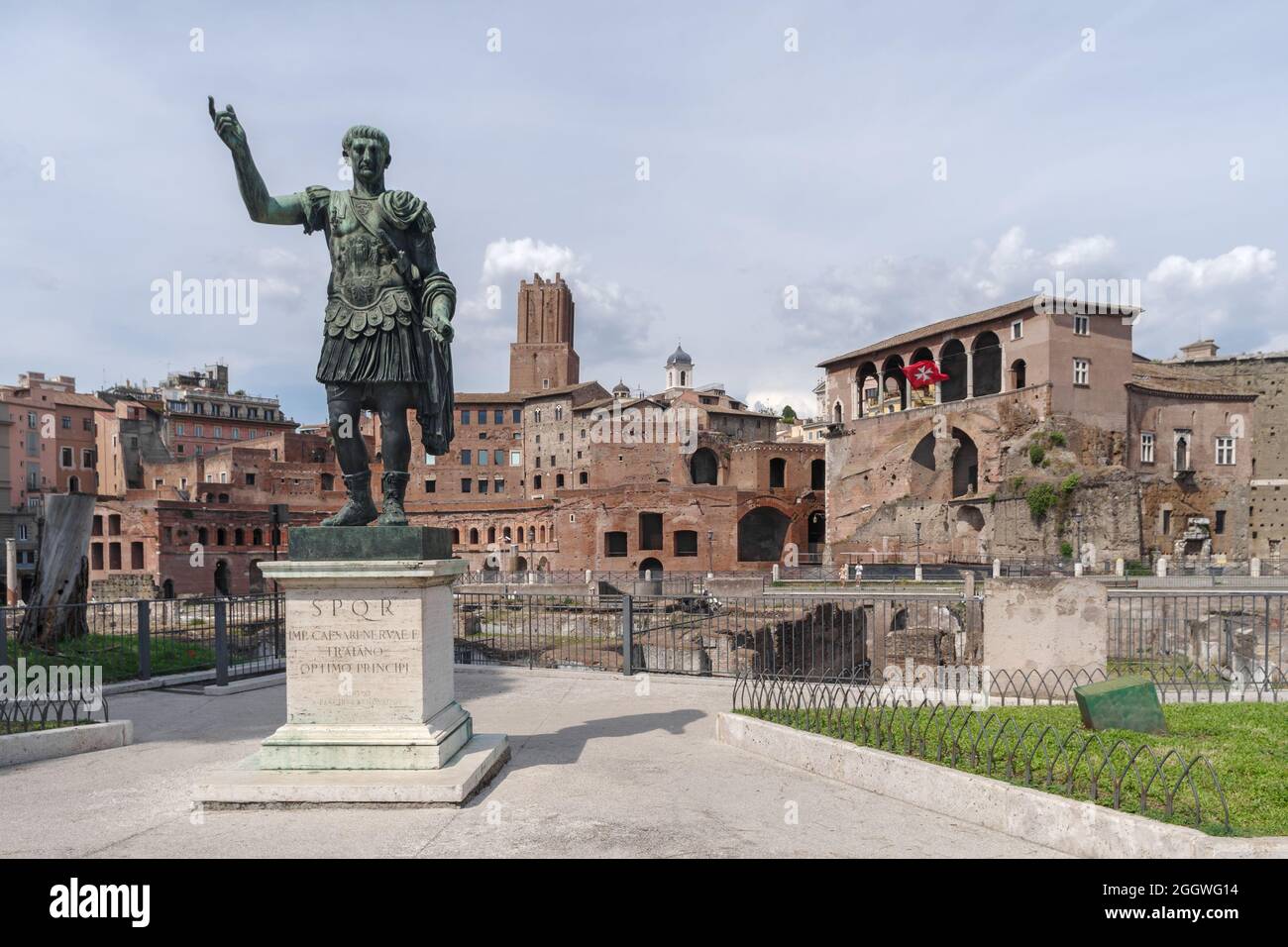 Bronze statue of Roman Emperor Julius Caesar statue in the Forum area ...
