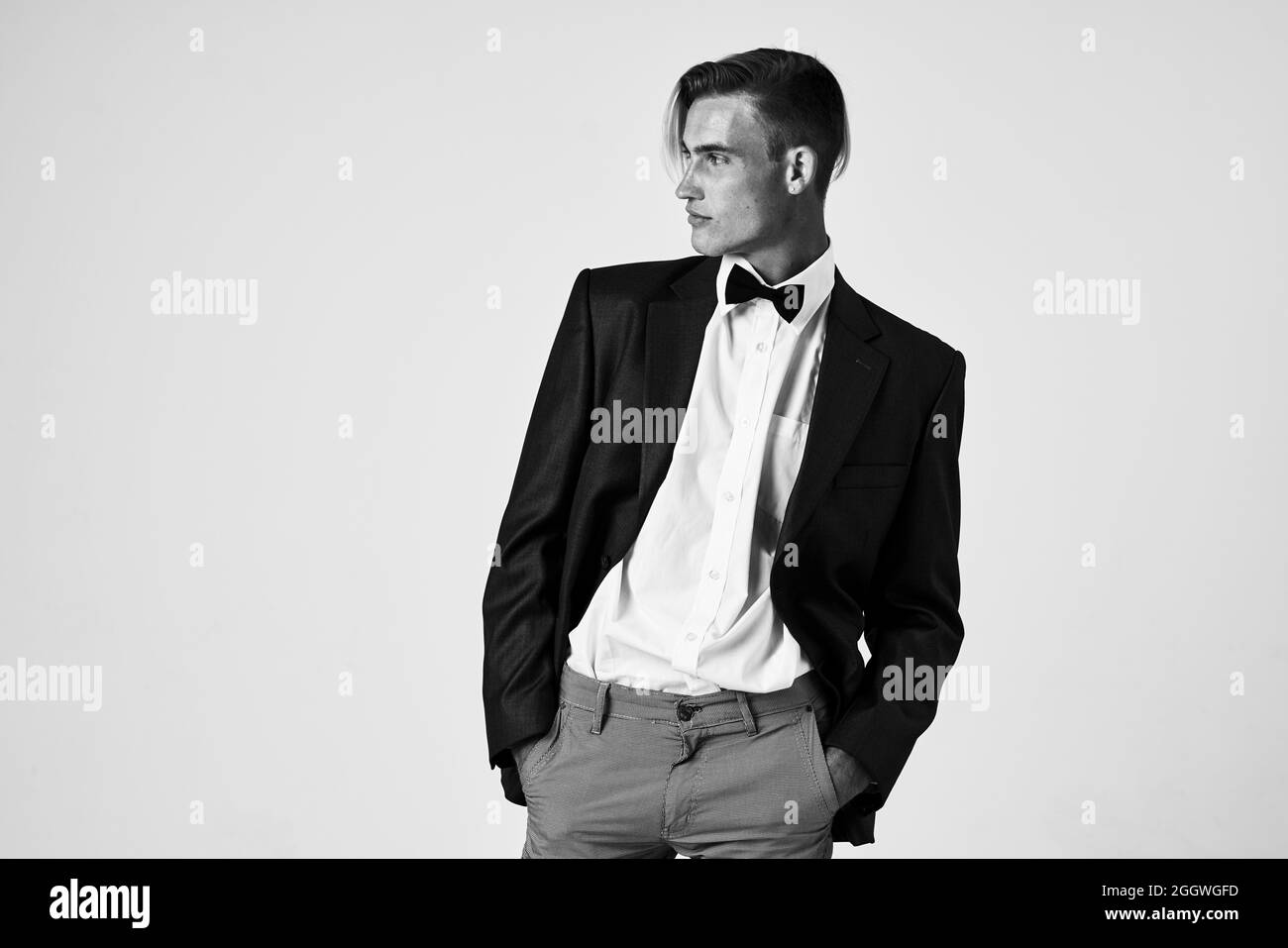 Portrait suit tie tuxedo beard Black and White Stock Photos & Images ...