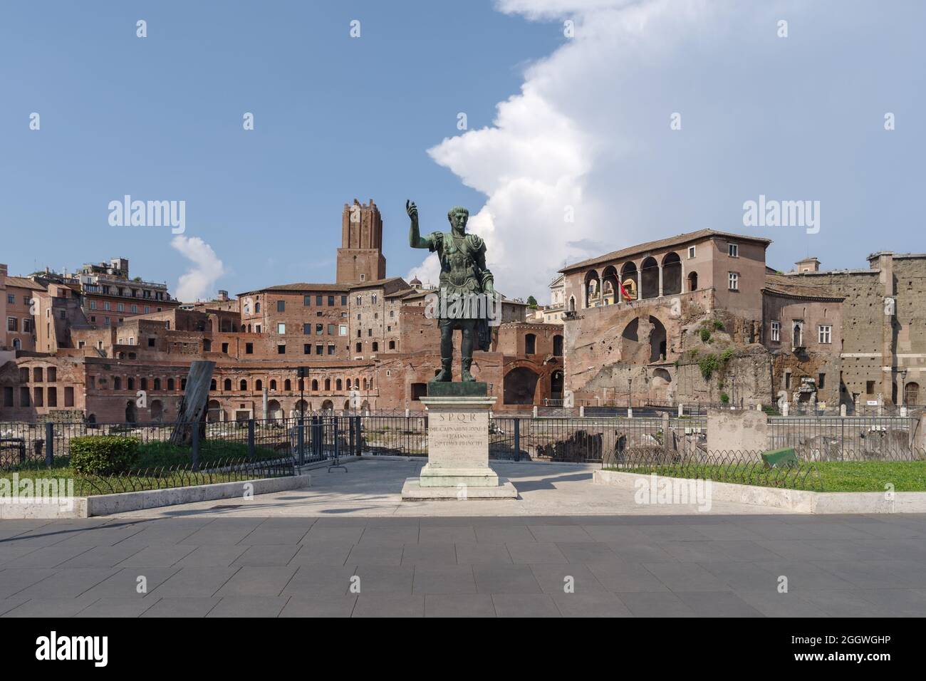 Bronze statue of Roman Emperor Julius Caesar statue in the Forum area ...