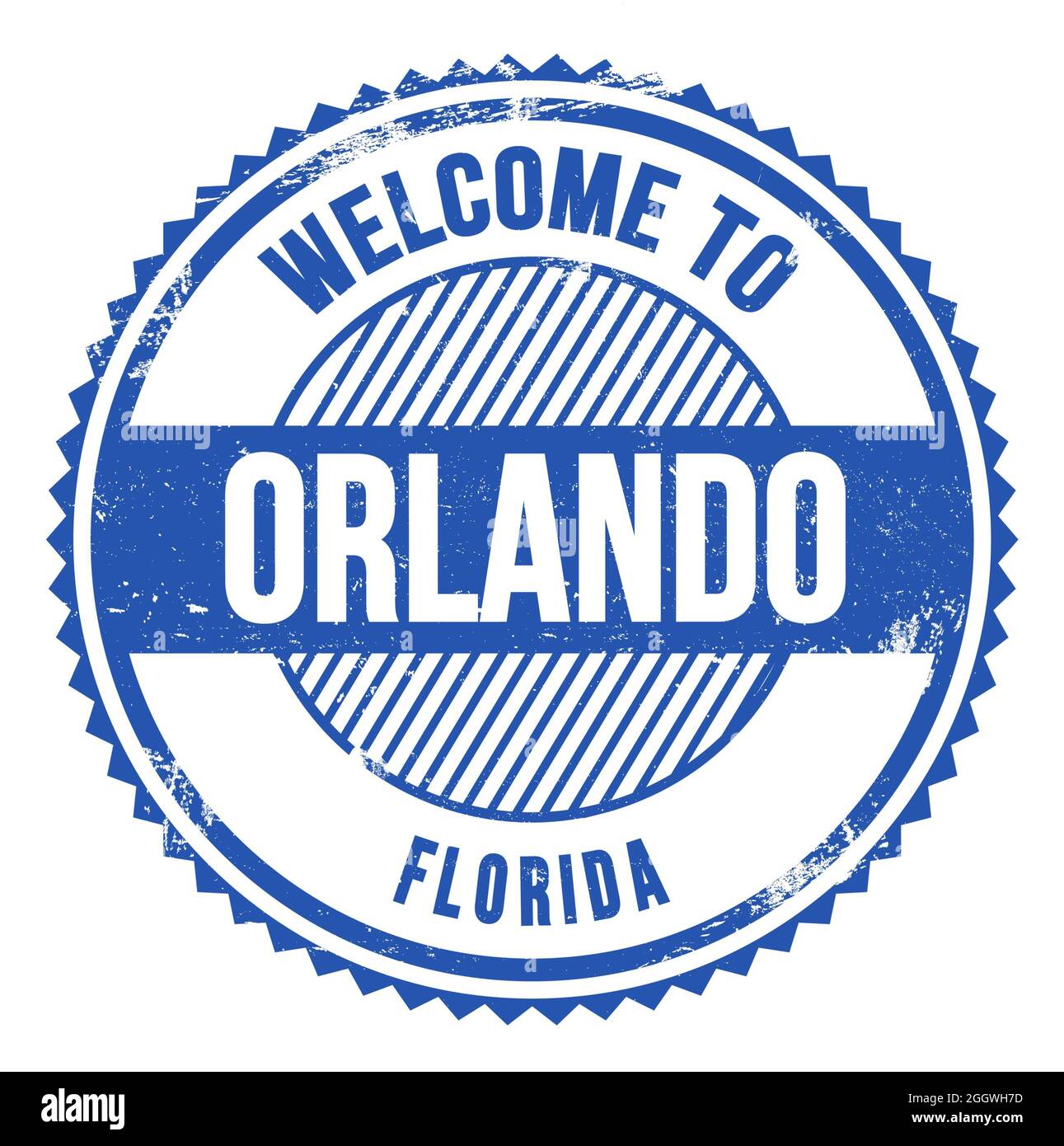 WELCOME TO ORLANDO - FLORIDA, words written on light blue zig zag stamp ...