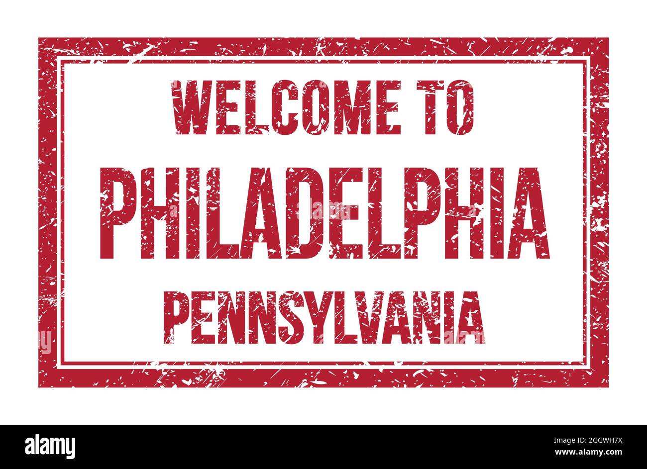 WELCOME TO PHILADELPHIA - PENNSYLVANIA, words written on red rectangle ...