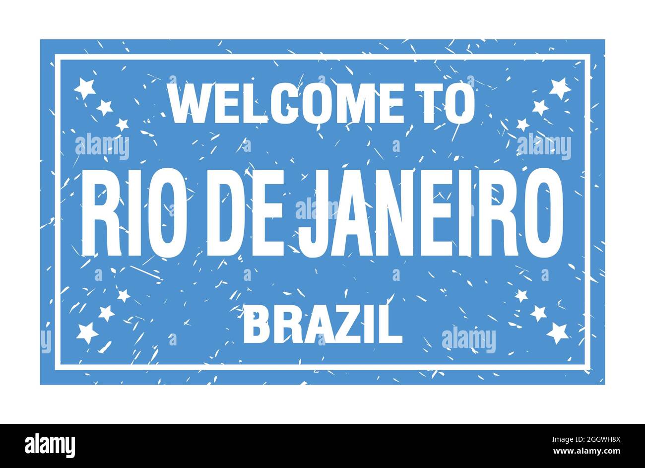 WELCOME TO RIO DE JANEIRO - BRAZIL, words written on light blue ...