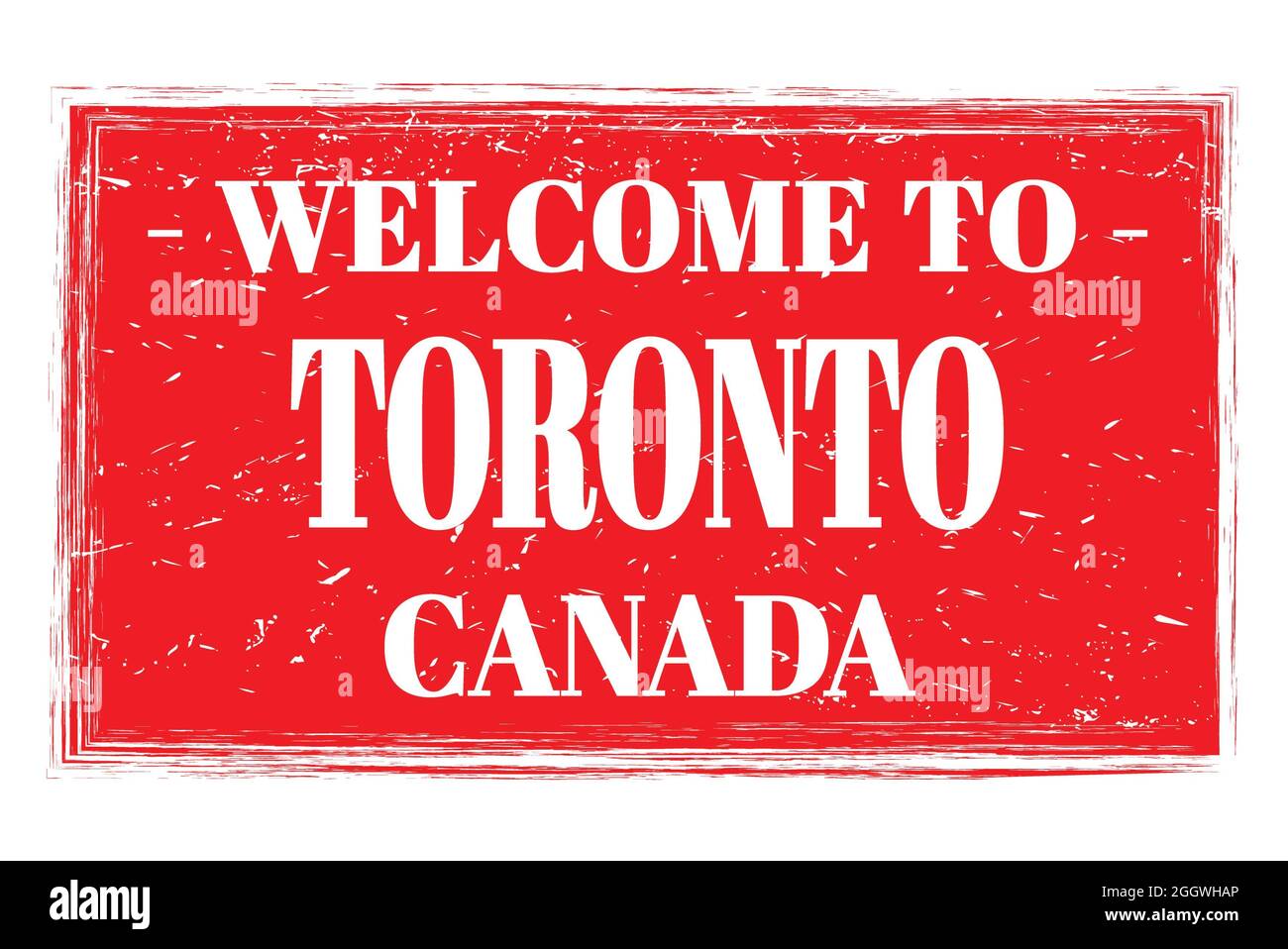WELCOME TO TORONTO - CANADA, words written on red rectangle post stamp ...