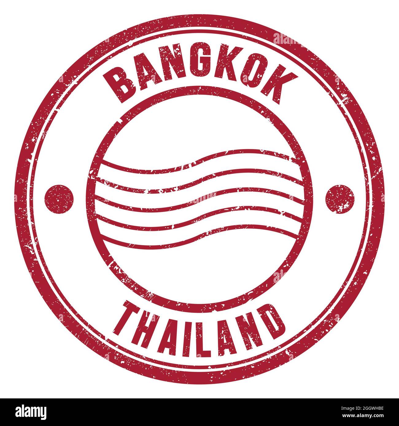 BANGKOK - THAILAND, words written on red round postal stamp Stock Photo ...
