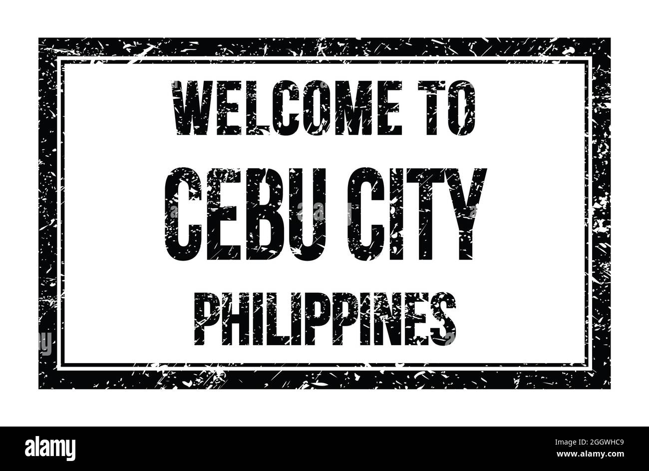 WELCOME TO CEBU CITY - PHILIPPINES, words written on black rectangle ...