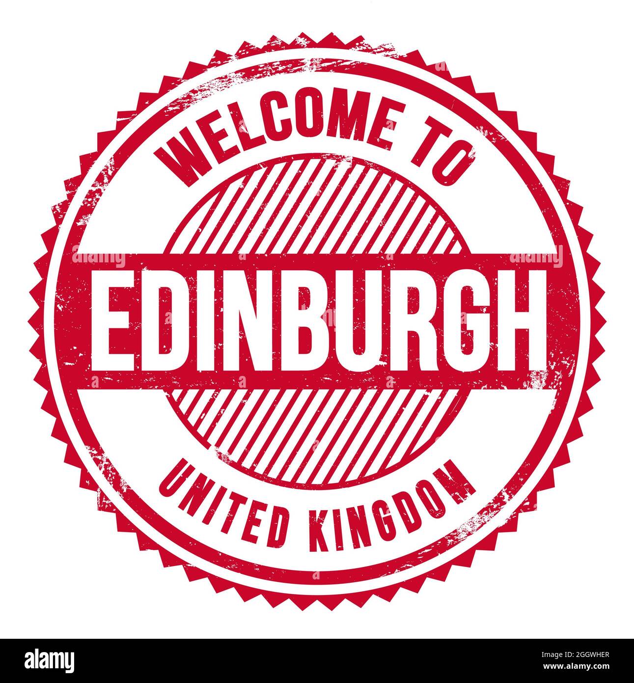 WELCOME TO EDINBURGH - UNITED KINGDOM, words written on red zig zag ...
