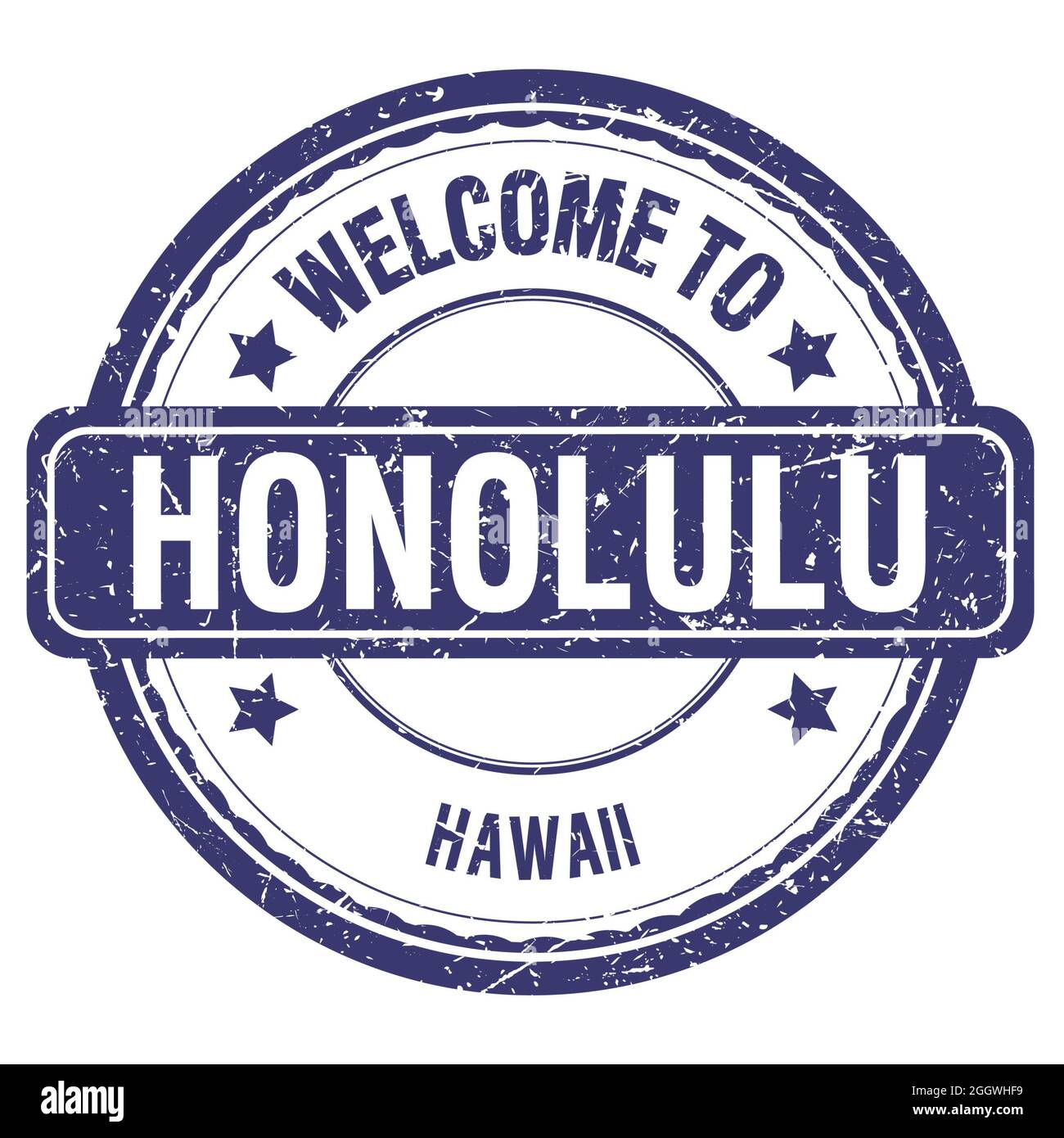 WELCOME TO HONOLULU - HAWAII, words written on blue grungy stamp Stock ...