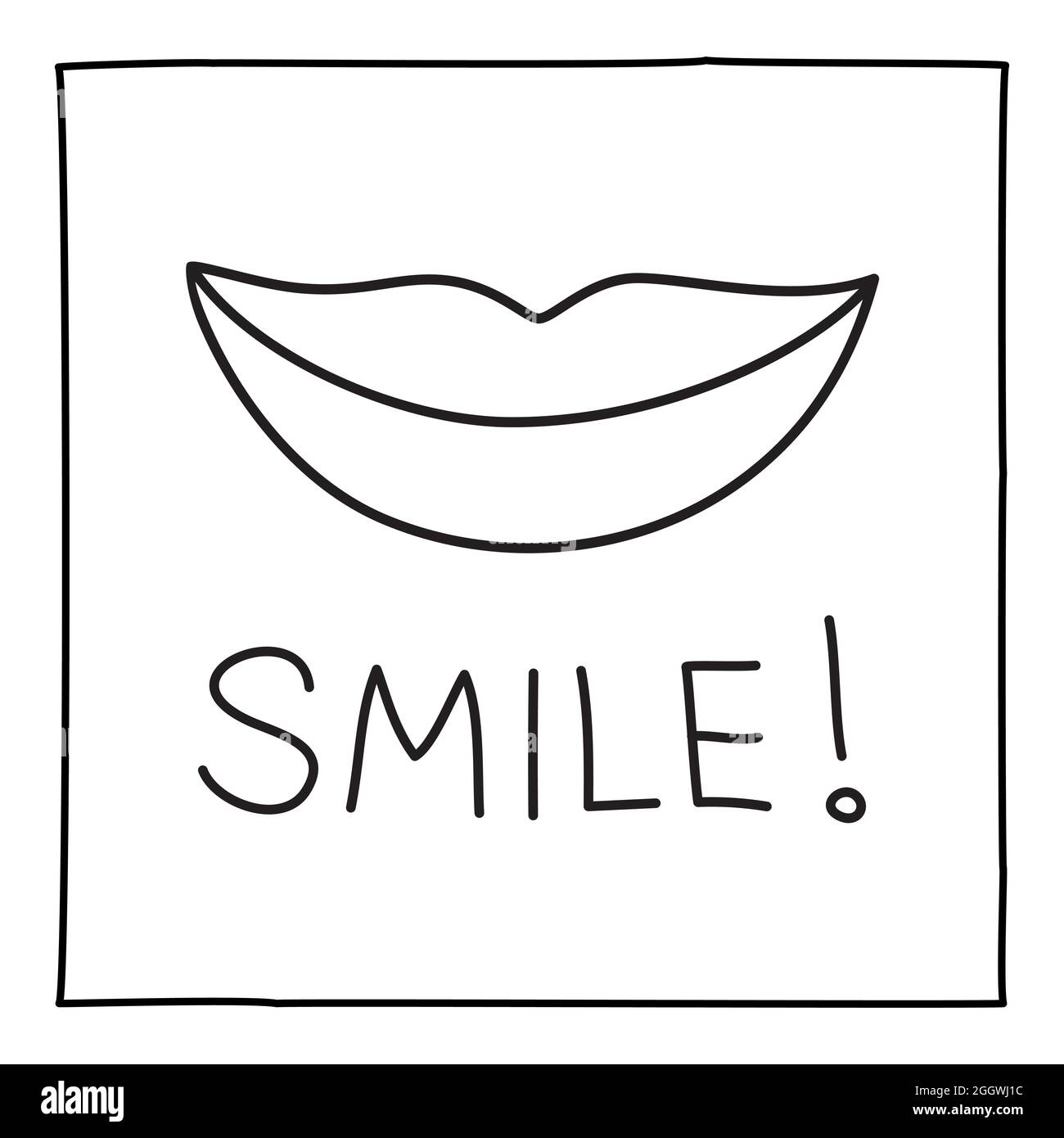 Doodle smile icon or logo, hand drawn with thin black line Stock Vector ...