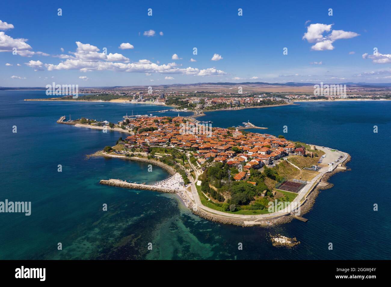 Aerial view to Nessebar city Stock Photo - Alamy