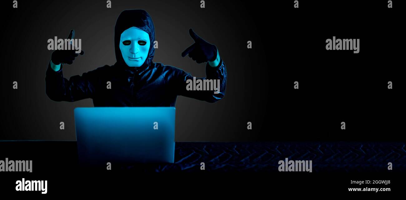 professional male hacker successfully using code designing virus system ...