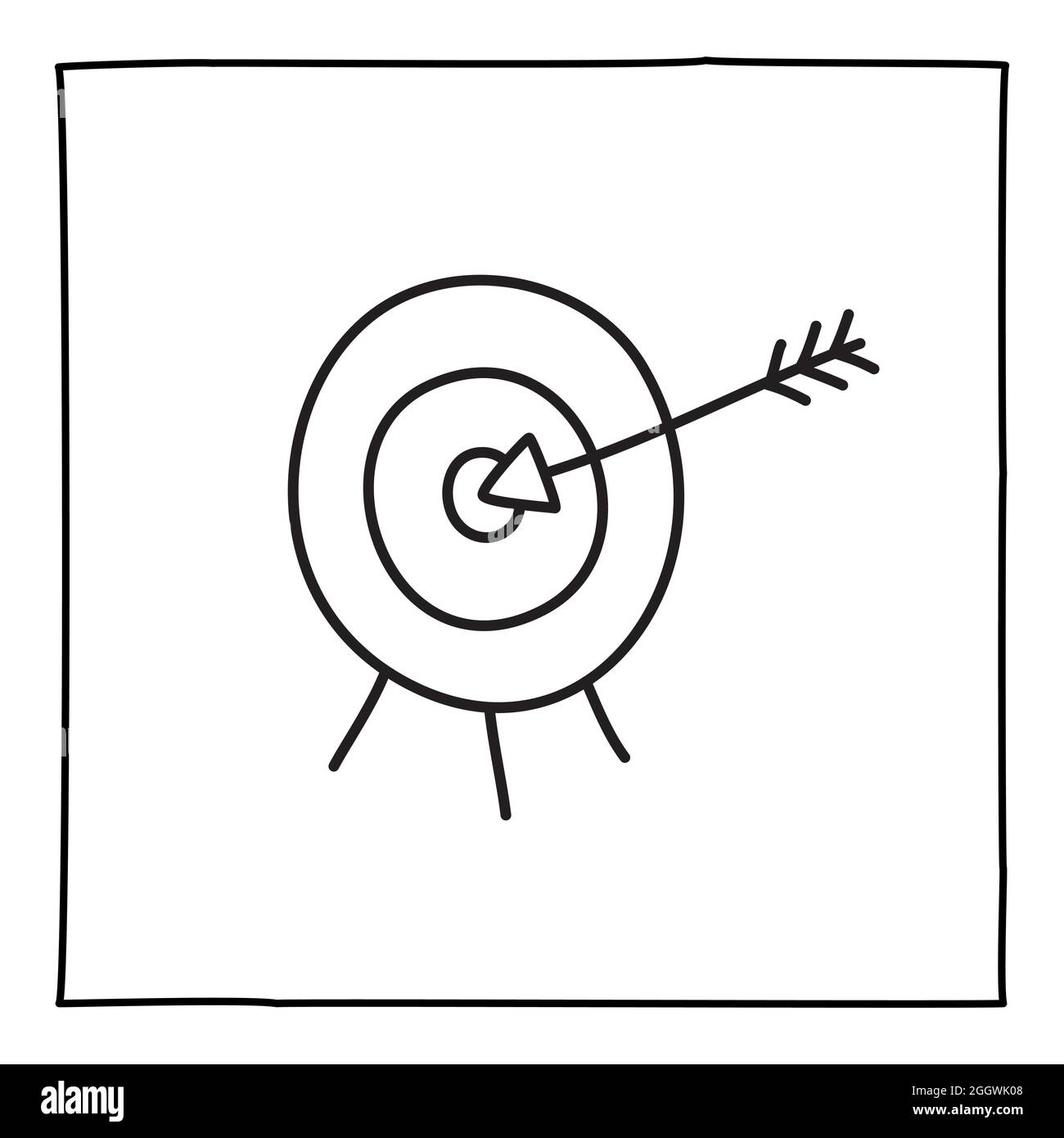 Doodle target icon or logo, hand drawn with thin black line Stock ...