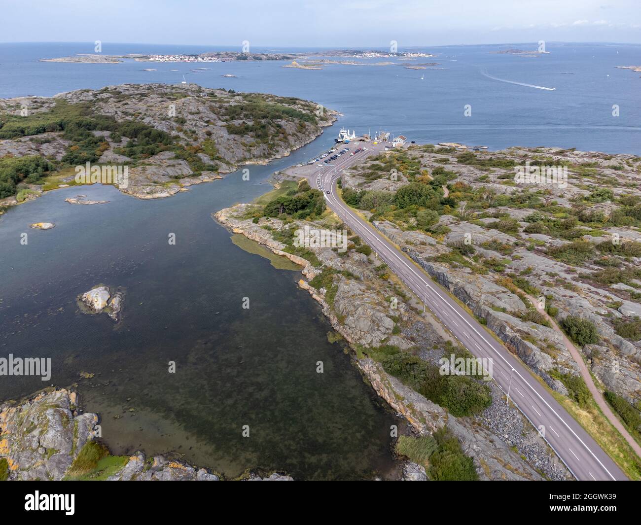 Drone photography of archipelago with a ferry location Stock Photo - Alamy