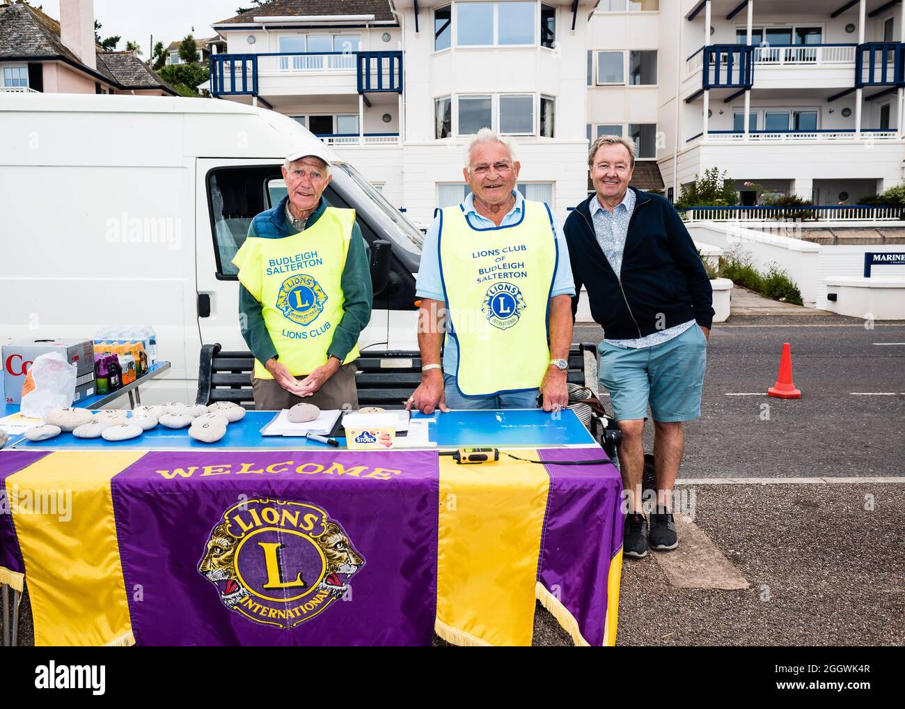 The Budleigh Lions Pebble Tower Building Competition Stock Photo - Alamy