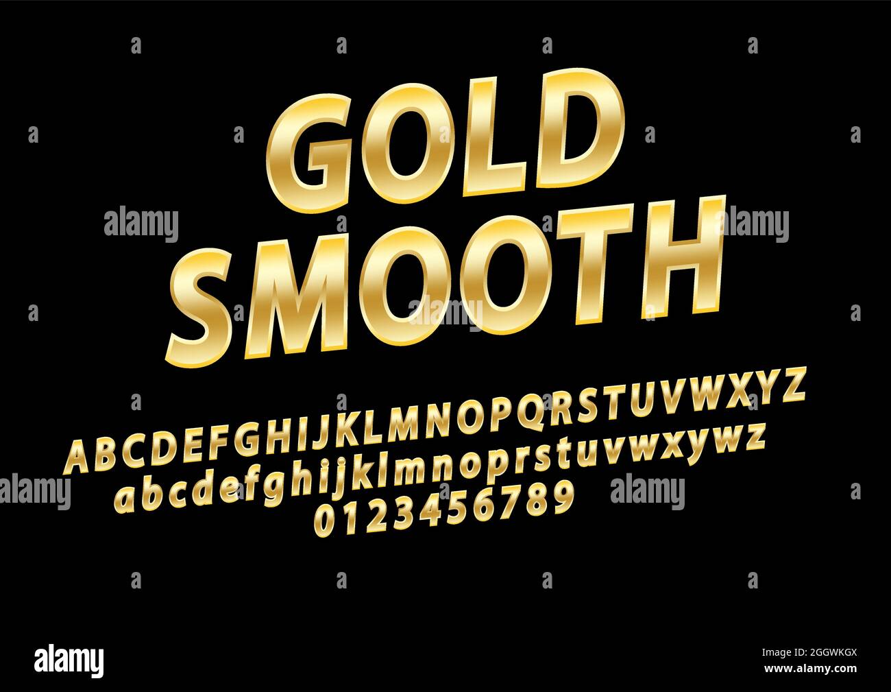 Vector glossy sign Gold Smooth. Chic Golden rotated Alphabet Letters ...