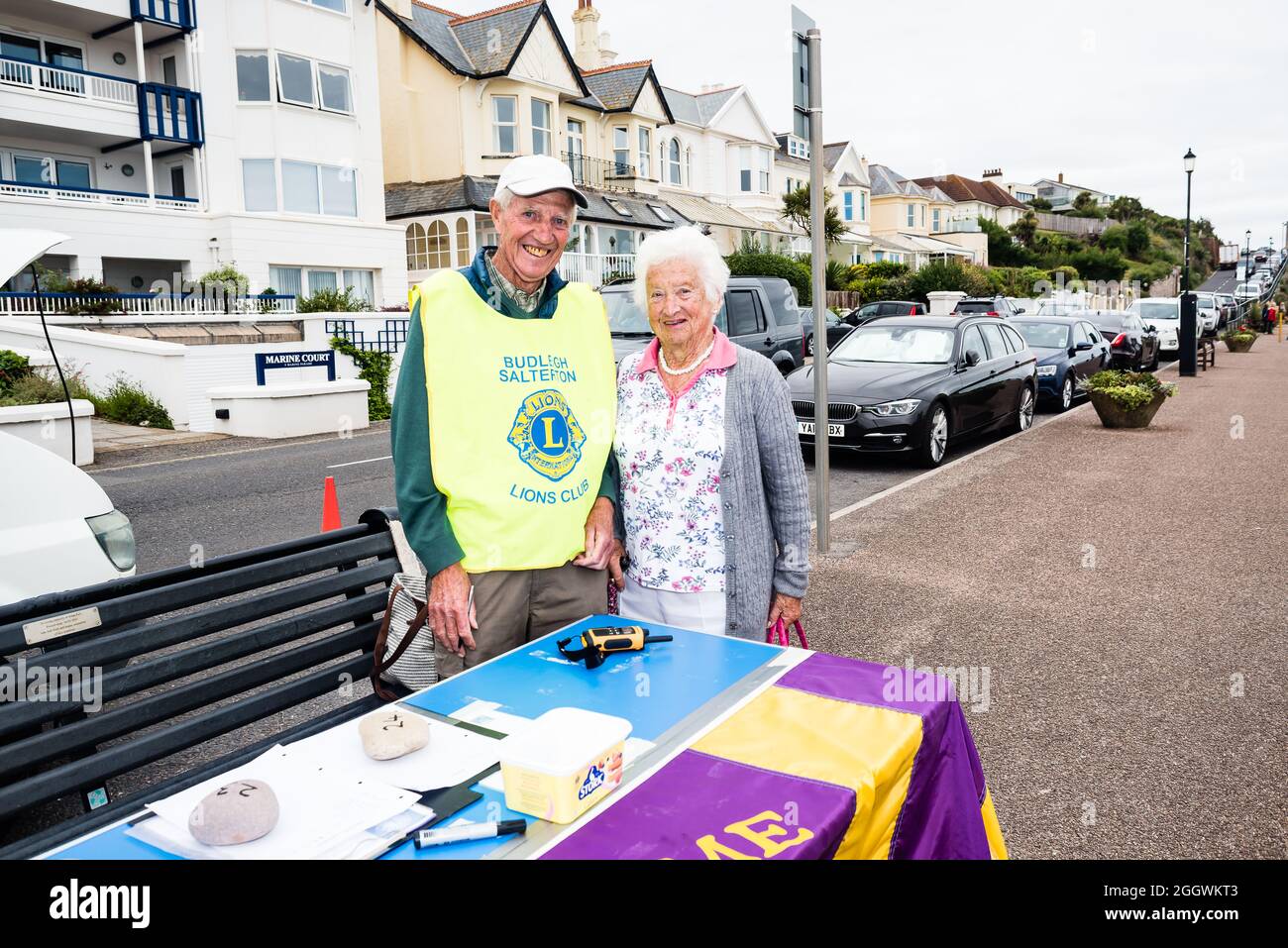 The Budleigh Lions Pebble Tower Building Competition Stock Photo - Alamy