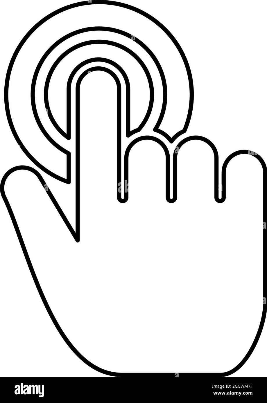 Click on button Hand cursor Touch screen contour outline icon black ...