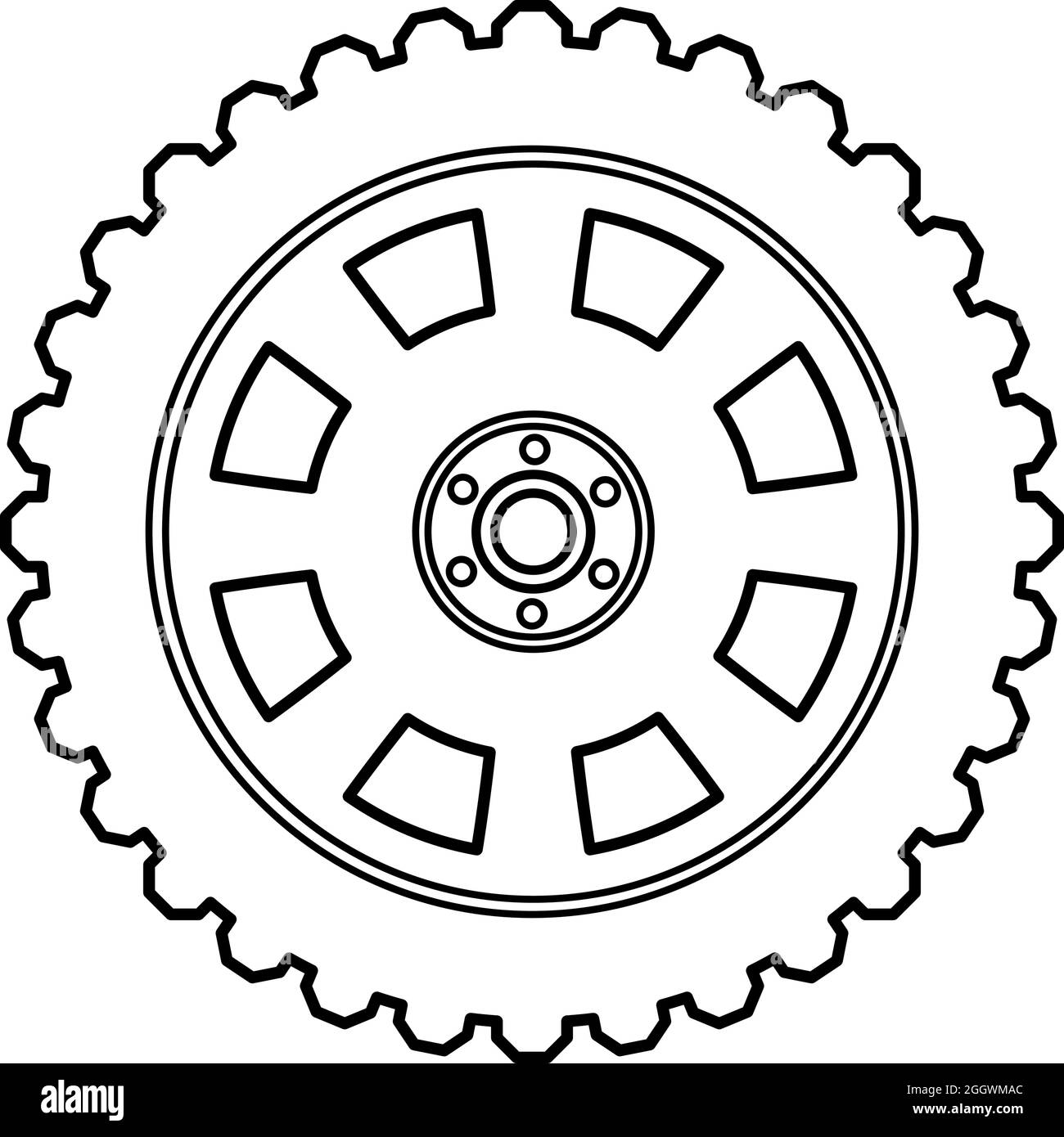 Car wheel Tire contour outline icon black color vector illustration ...