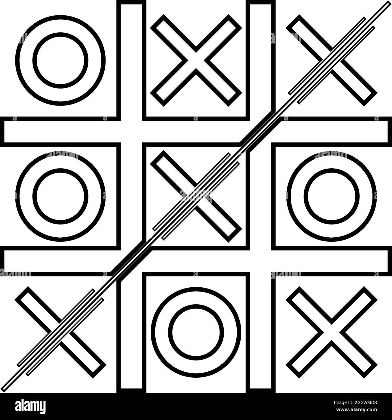 Tic tac toe contour outline icon black color vector illustration flat ...