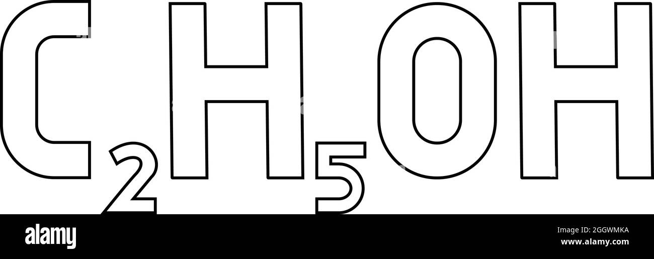 Chemical formula C2H5OH ethanol Ethyl alcohol contour outline icon ...