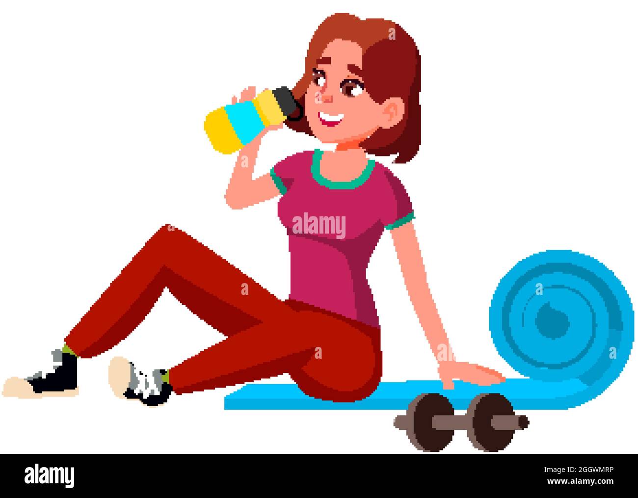 Teen girl drinking water gym Stock Vector Images - Alamy