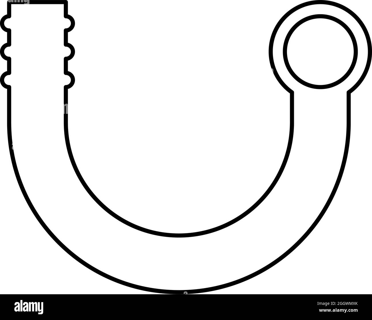 Branch pipe contour outline icon black color vector illustration flat ...